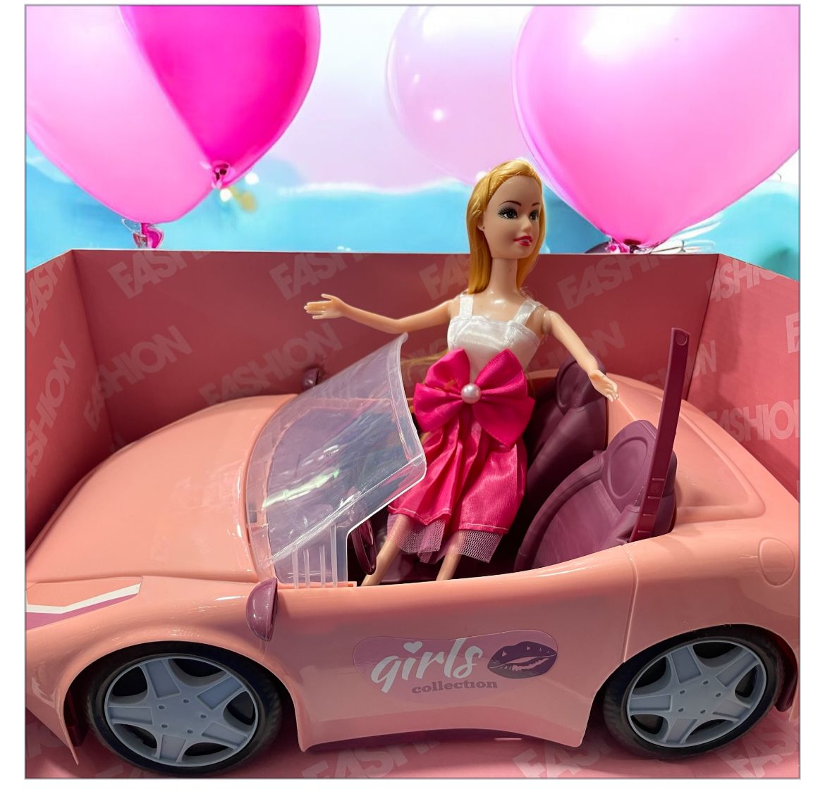auto rosa con muñeca – Melocotoys