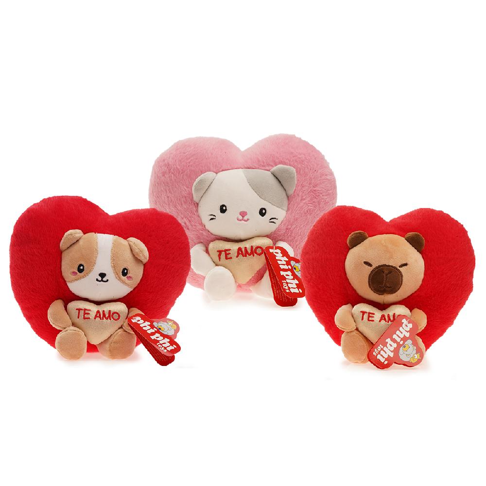 CORAZON CON CARA DE ANIMALES 22CM – Melocotoys